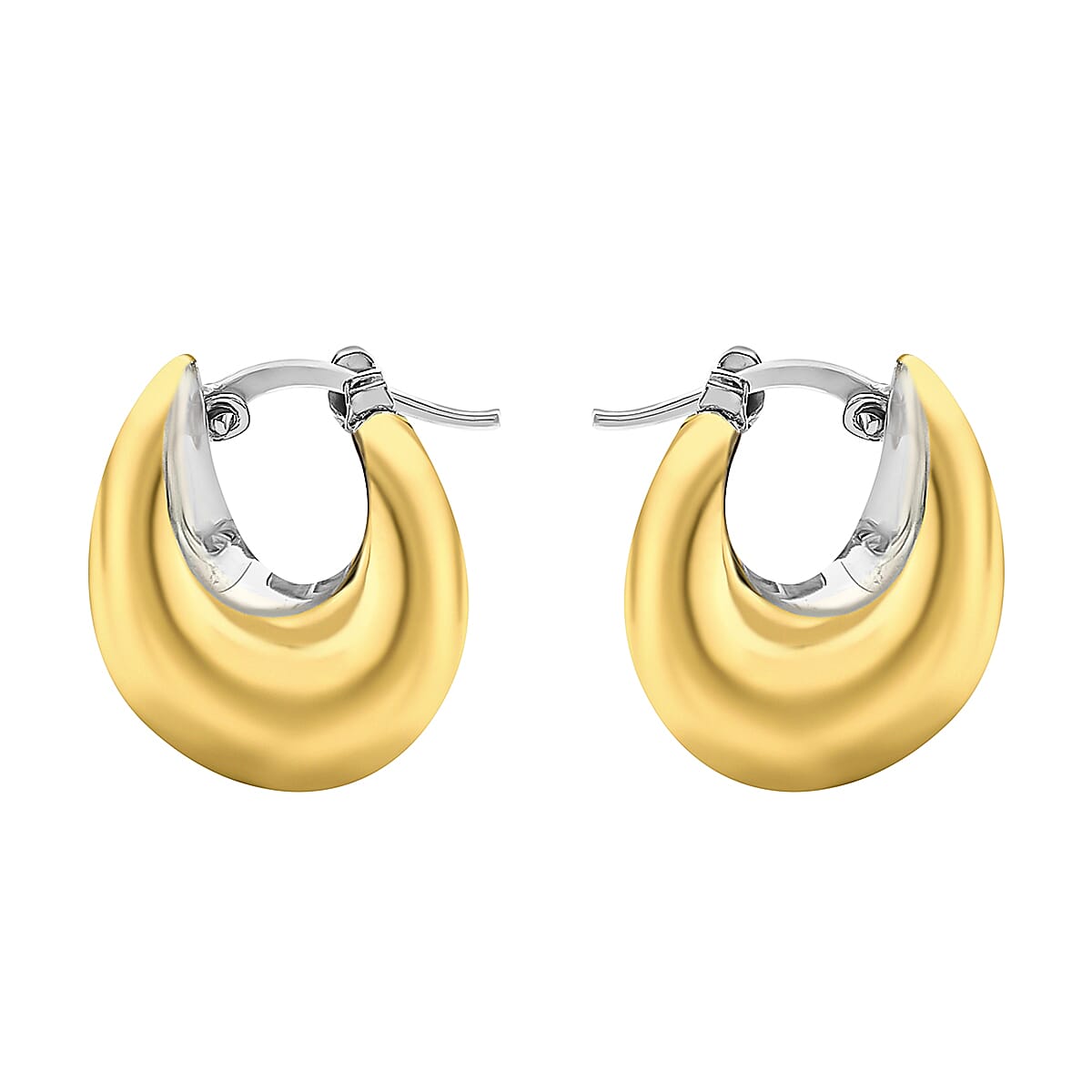 9K Two Colour Gold 17mm X 20mm Electroform Hoop Earrings - 7189212 - TJC