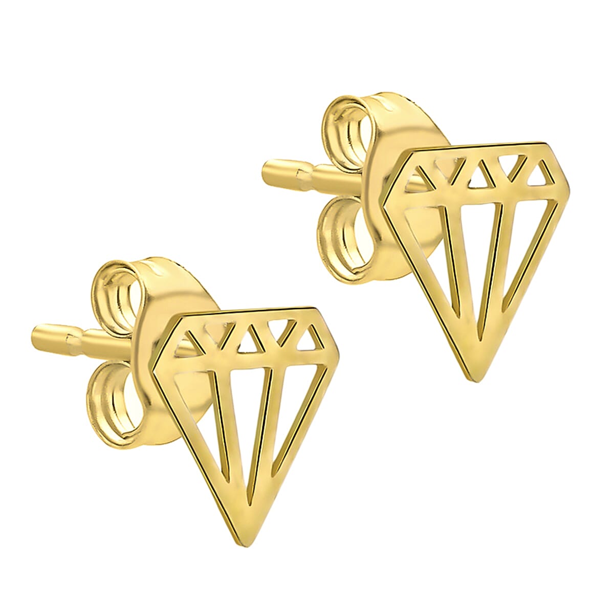 9K Yellow Gold Diamond Outline 7.5mm X 7mm Stud Earrings - 7190161 - TJC