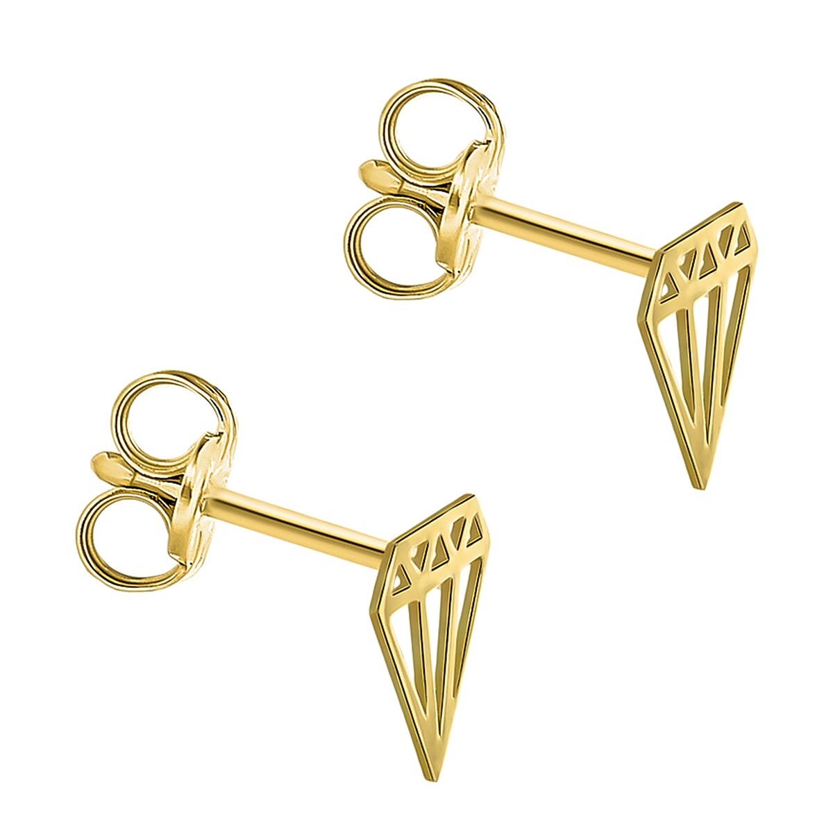 9K Yellow Gold Diamond Outline 7.5mm X 7mm Stud Earrings - 7190161 - TJC