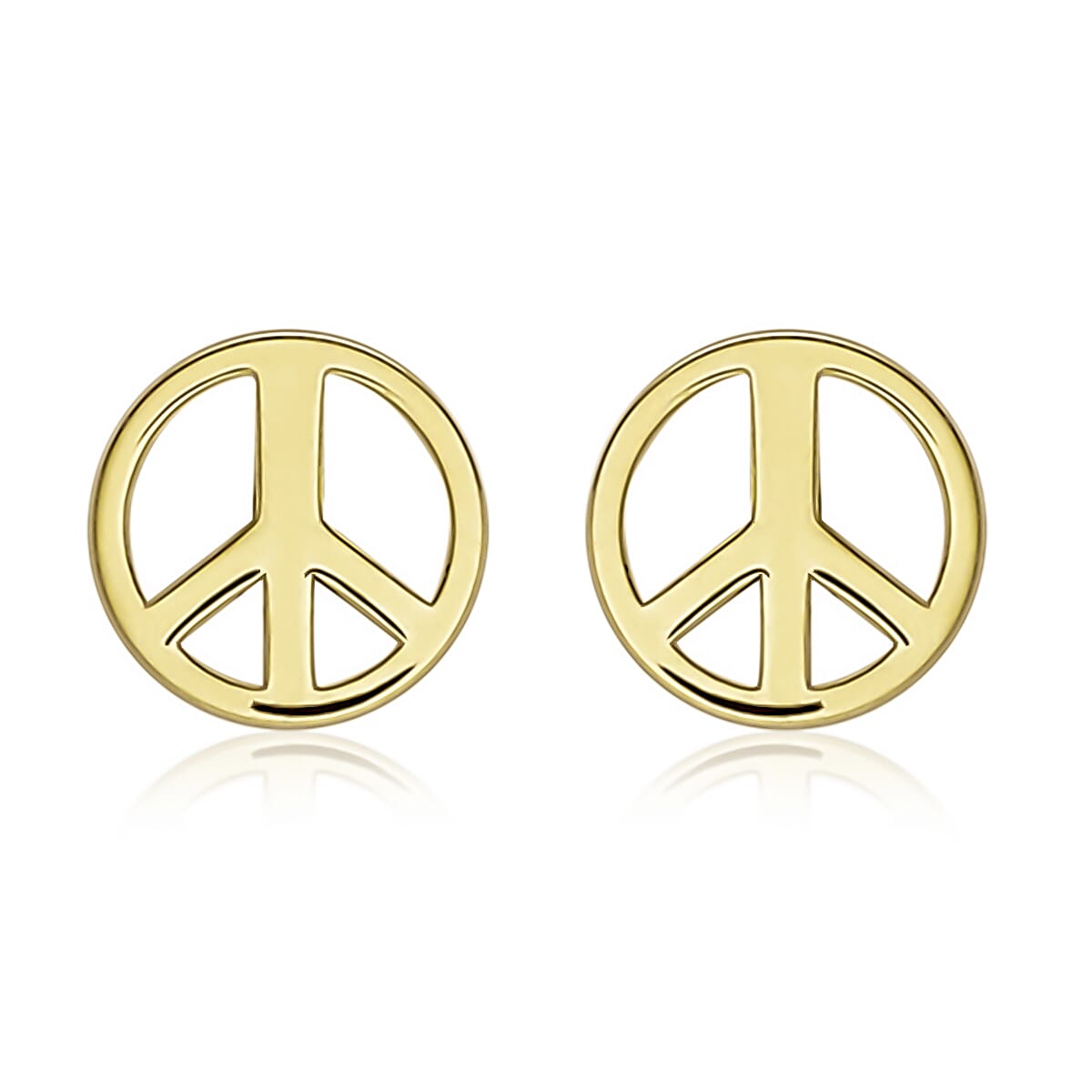 9K Yellow Gold 5mm Peace Sign Stud Earrings - 7190162 - TJC