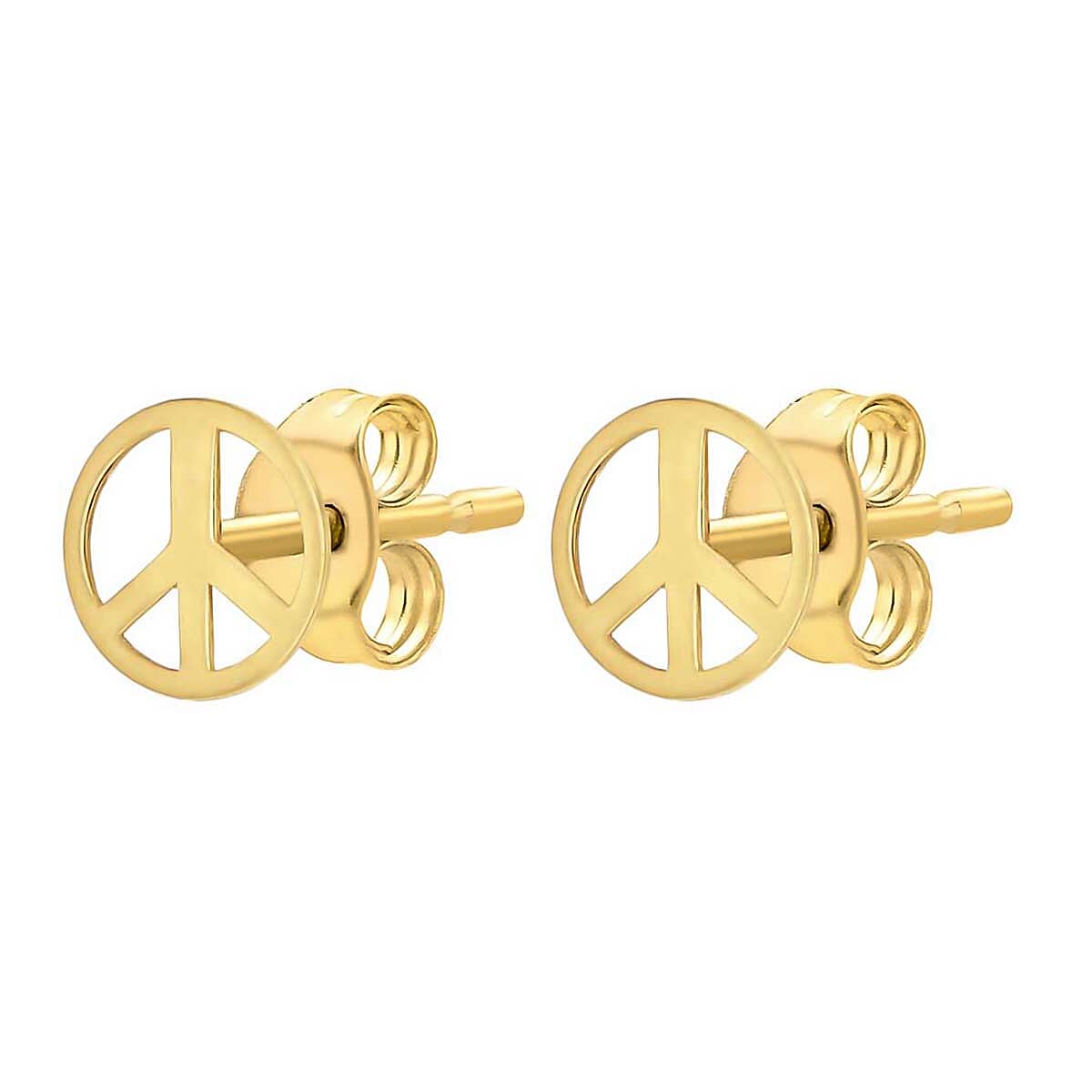 9K Yellow Gold 5mm Peace Sign Stud Earrings - 7190162 - TJC