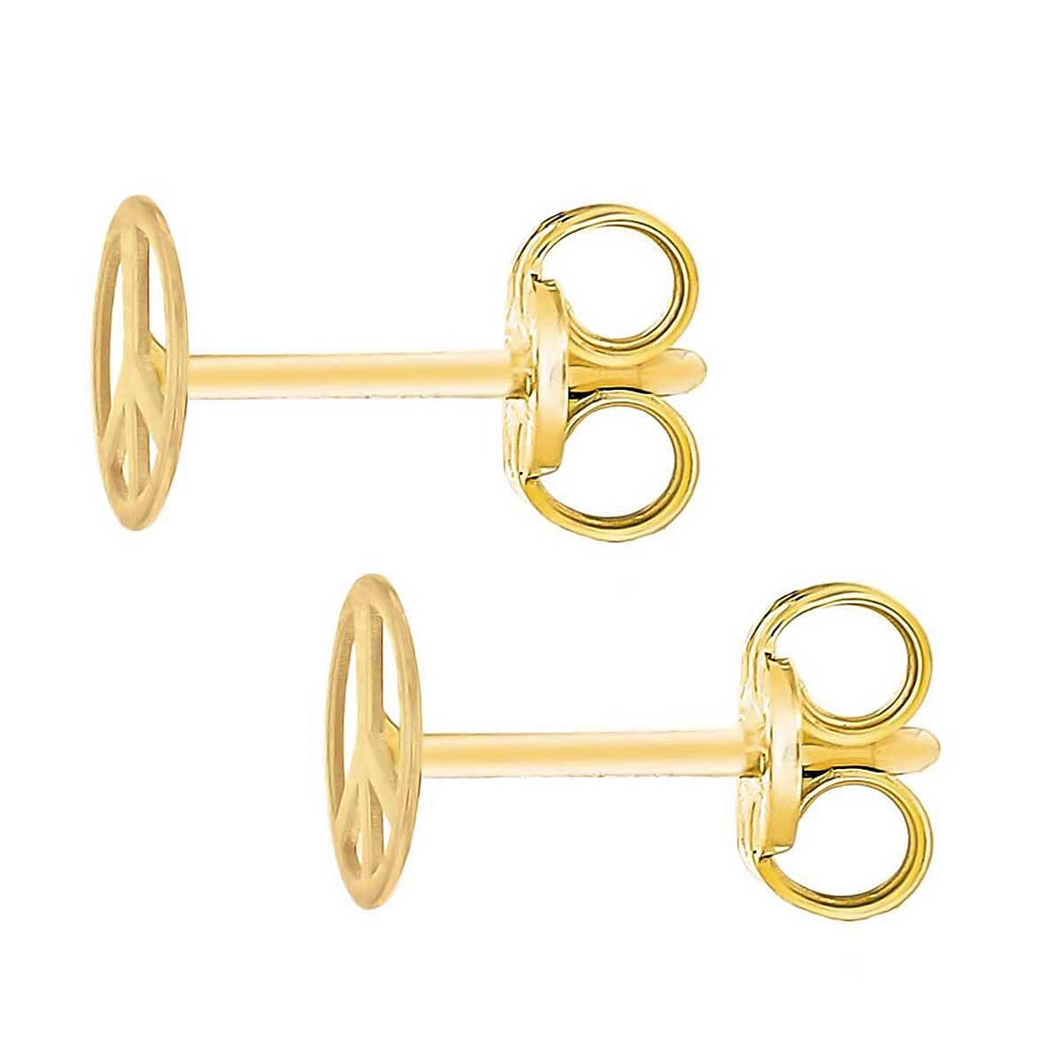 9K Yellow Gold 5mm Peace Sign Stud Earrings - 7190162 - TJC
