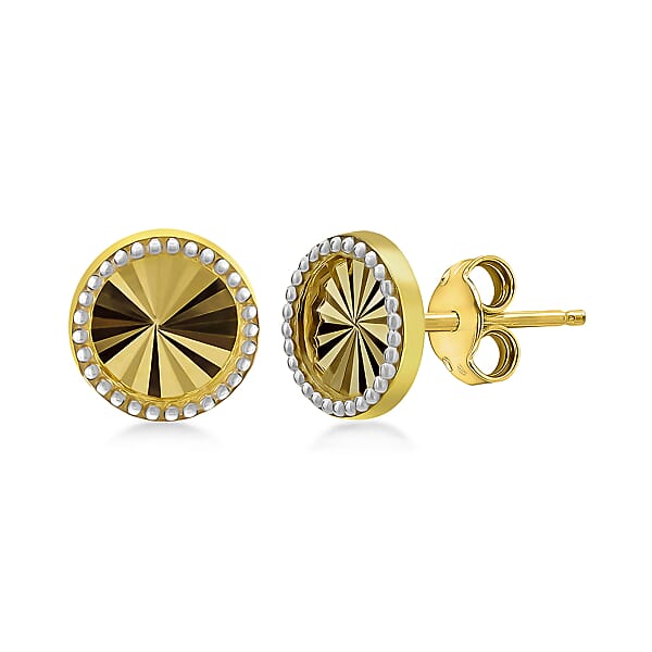 9K Two Colour 6mm Sunray Stud Earrings - 7190214 - TJC