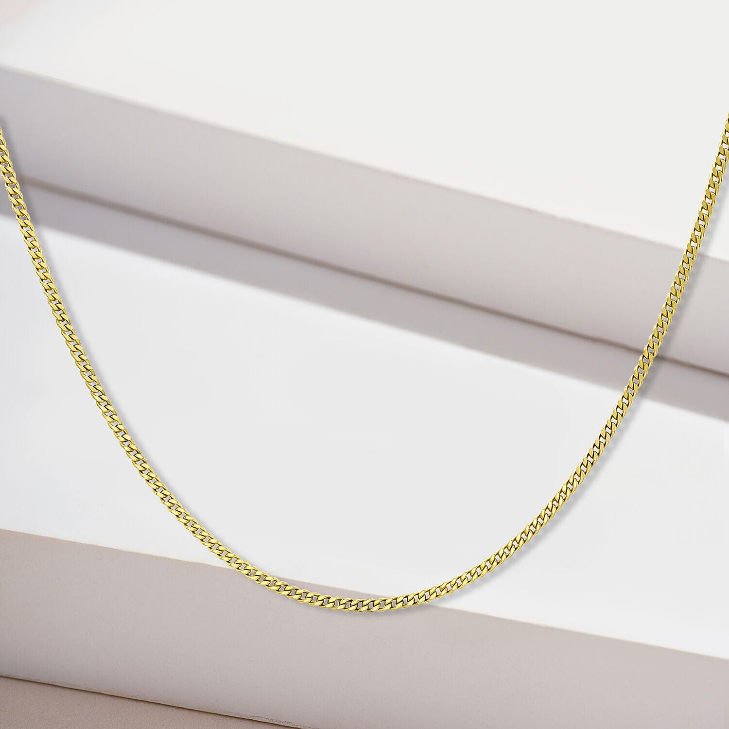 9K Yellow Gold Diamond Cut Curb Chain 16 Inch - 7190322 - TJC