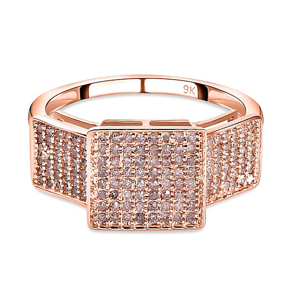 9K Rose Gold SGL Certified Natural Pink Diamond Ring 0.50 Ct ...