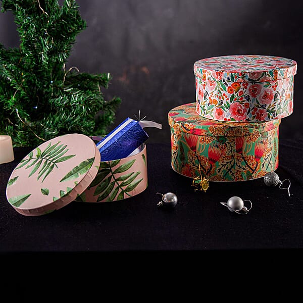 Set of 3 - Printed Round Multipurpose Gift Box - Multi - 7192487 - TJC
