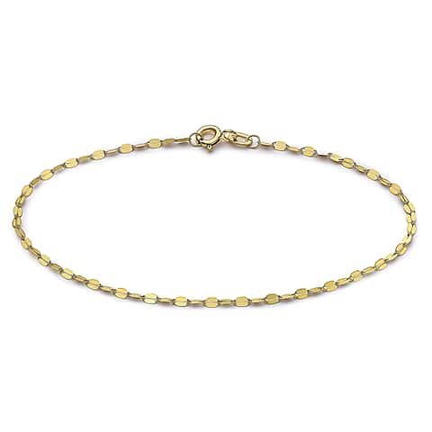 9K Yellow Gold 1.8mm Forzatina Chain Adjustable Bracelet 16Cm-6.25 7.5 ...