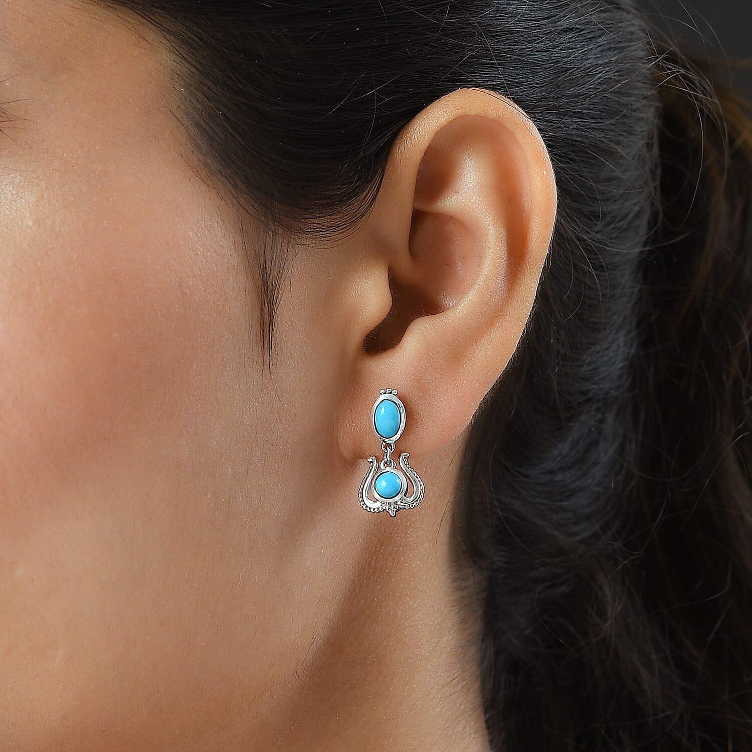 Arizona Sleeping Beauty Turquoise Dangling Earrings (With Push Back) in ...