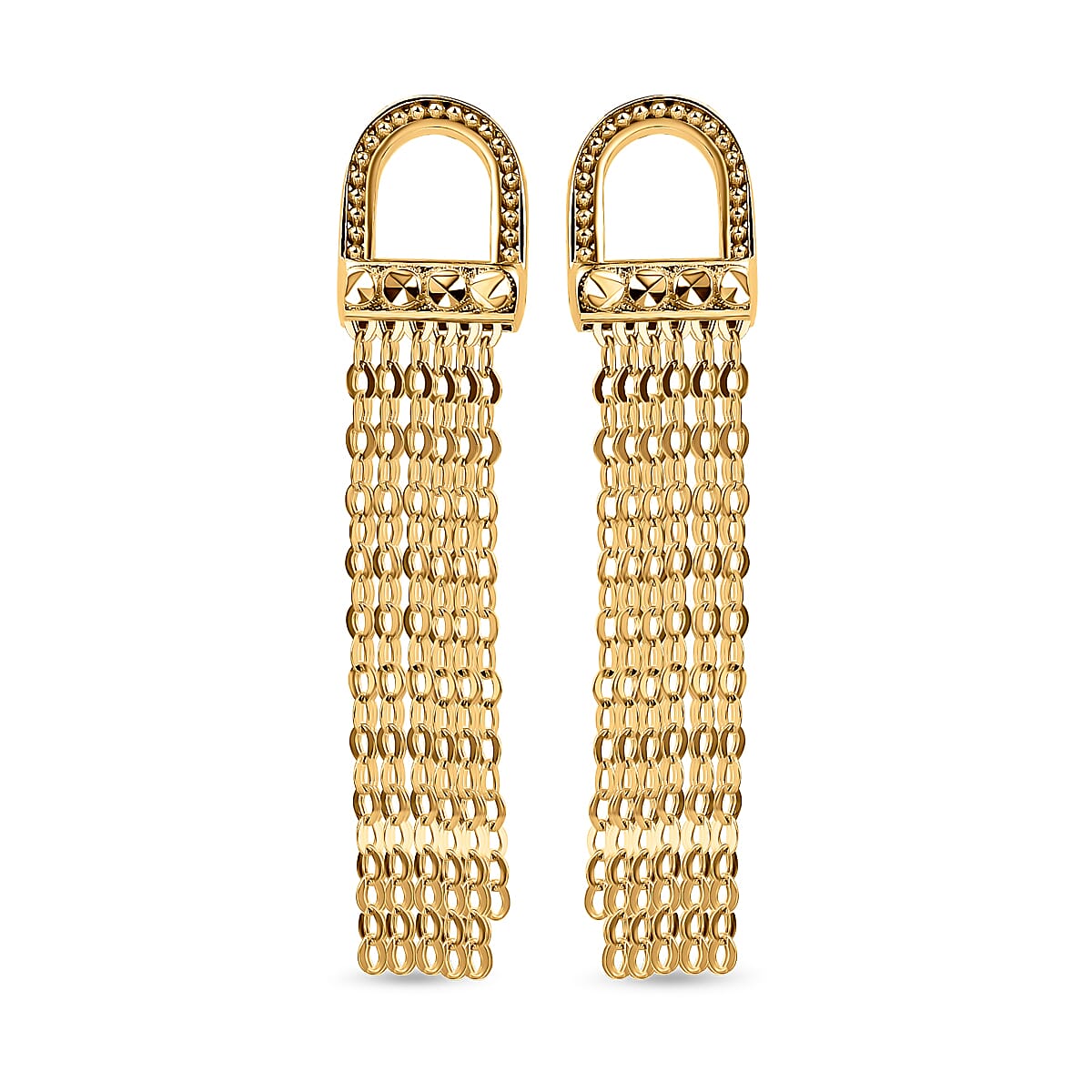 Maestro Collection - 9K Yellow Gold Tassel Stirrup Earrings - 7197935 - TJC