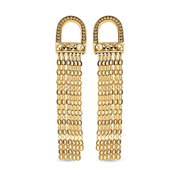 Maestro Collection - 9K Yellow Gold Tassel Stirrup Earrings - 7197935 - TJC