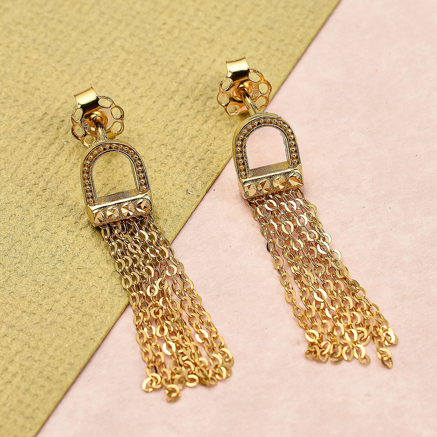 Maestro Collection - 9K Yellow Gold Tassel Stirrup Earrings - 7197935 - TJC
