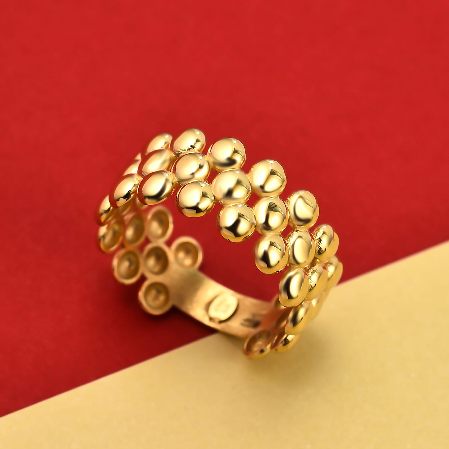 Maestro Collection - 9K Yellow Gold Panther Link Ring - M7197943 - TJC