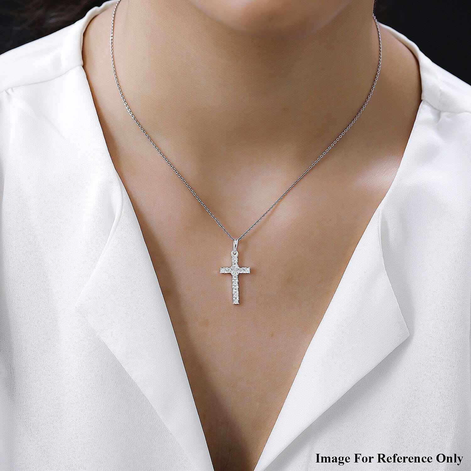 Sterling Silver Diamond Cross Pendant - 7198874 - TJC