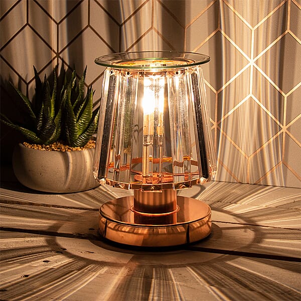 Aroma Lamp Silver Rose Gold Clear Crystal - 7199903 - TJC