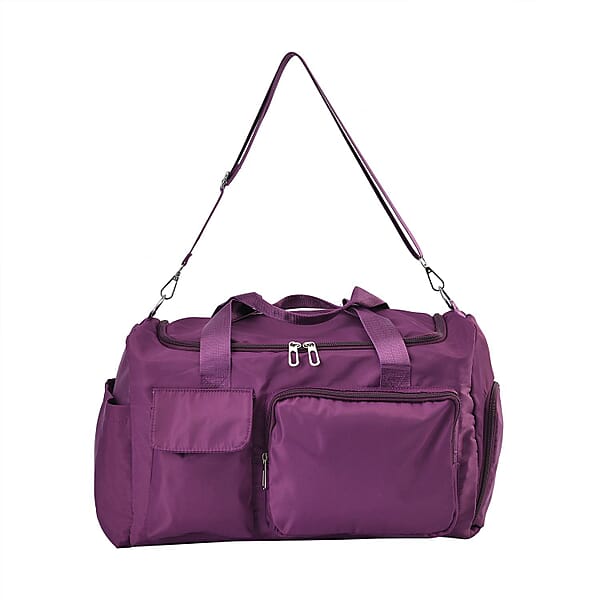 Solid Travel Bag with Shoulder Strap and Handle Drop - Purple - 7208667 ...