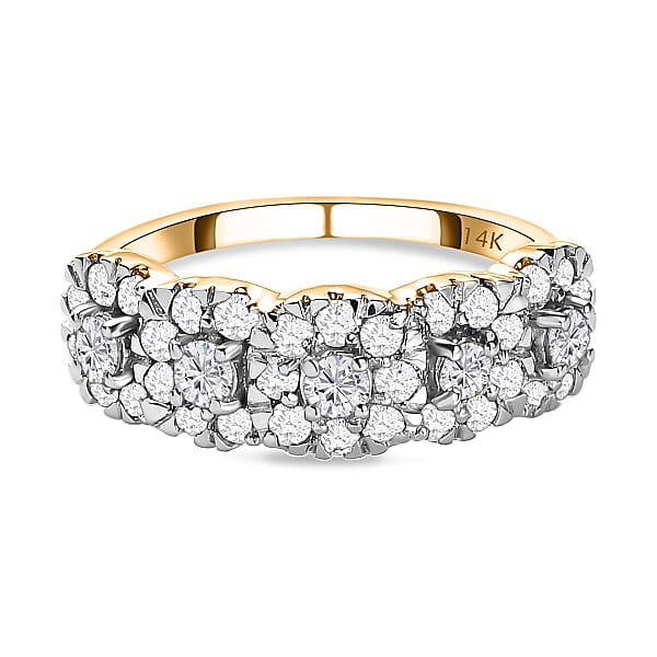 NY Close Out Deal - 14K Yellow Gold Diamond (I1-I2-G-H) Floral Ring 1. ...