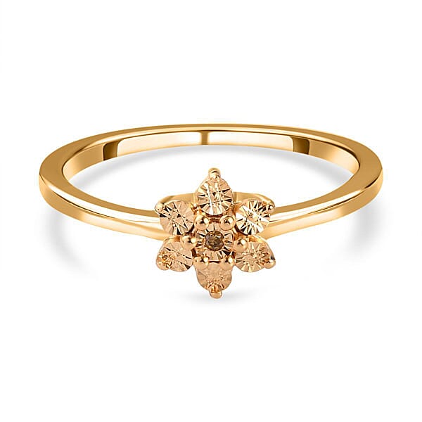 Yellow Diamond Floral Ring in 18K Vermeil Yellow Gold Plated Sterling ...