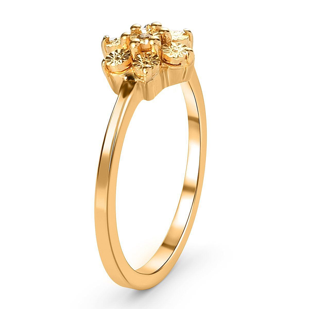 Yellow Diamond Floral Ring in 18K Vermeil Yellow Gold Plated Sterling ...