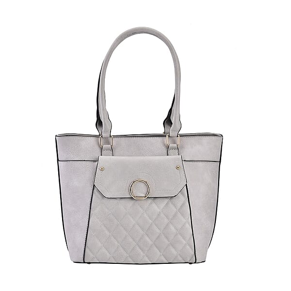 Elegant Tote Bag with Hand Drop - Light Grey - 7210373 - TJC