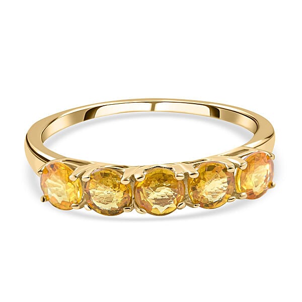 9K Yellow Gold Chantaburi Yellow Sapphire 5 Stone Ring 1.74 Ct ...