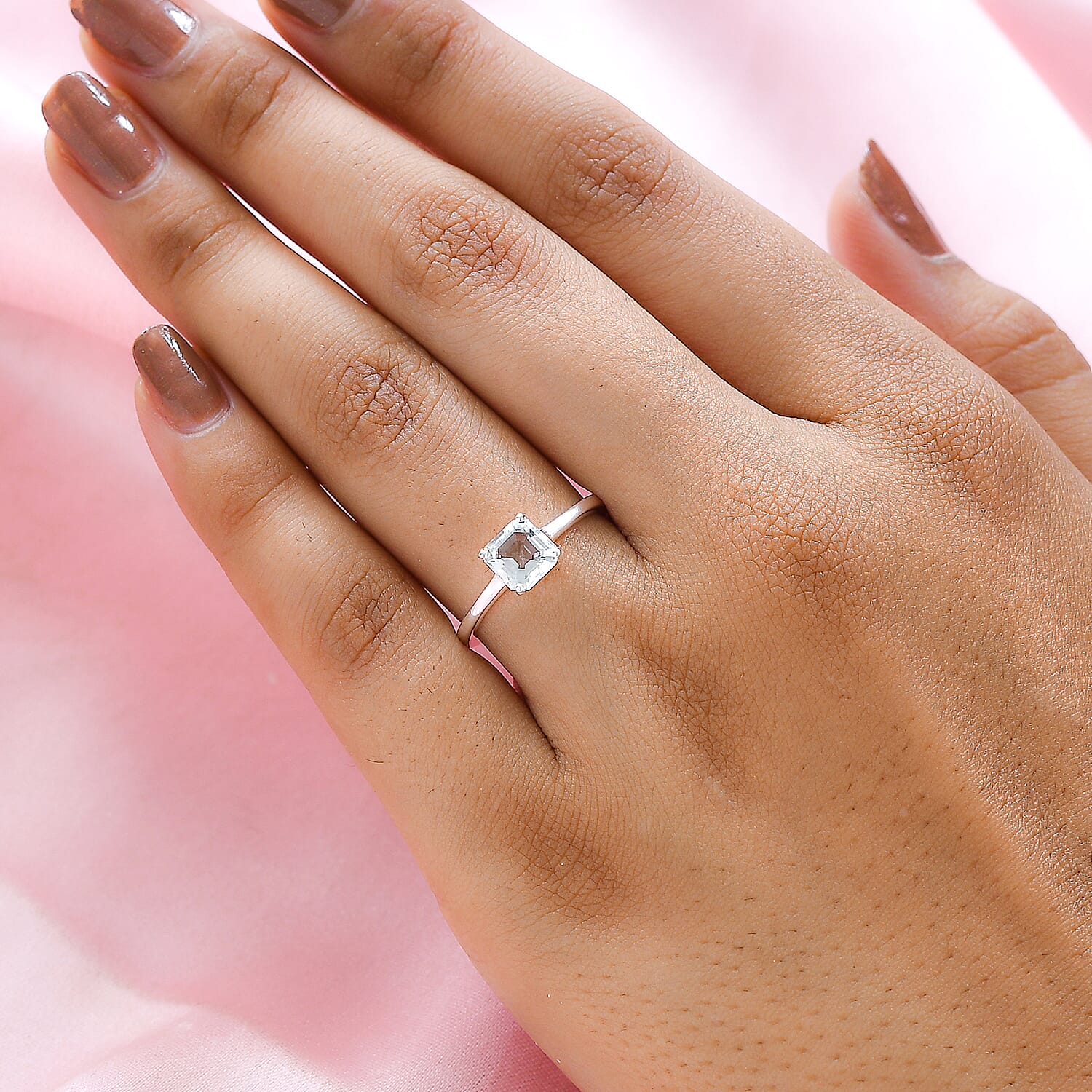 Petalite (Asscher Cut) Solitaire Ring in Sterling Silver - 7211100 - TJC