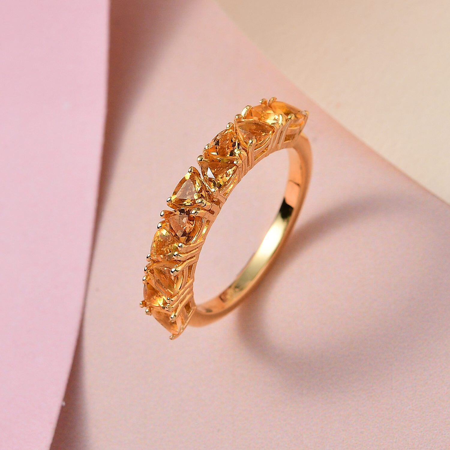 Citrine Band Ring in 18K Yellow Gold Vermeil Plated Sterling Silver 1. ...