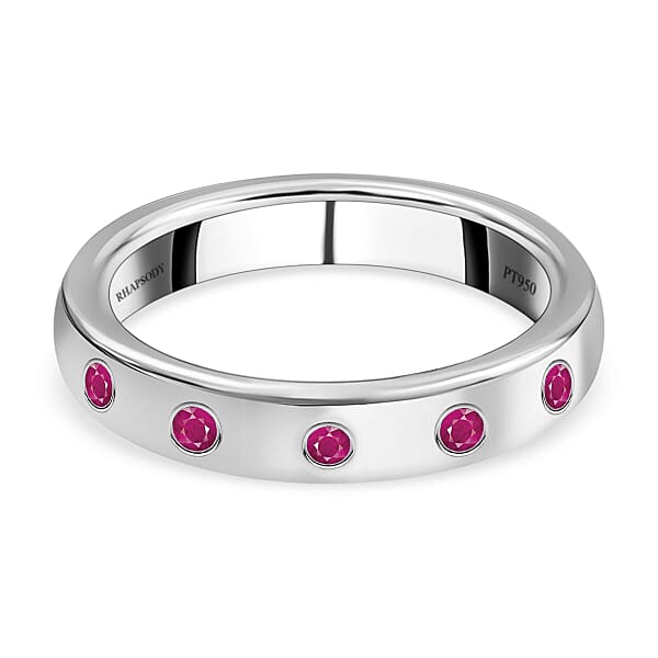 RHAPSODY 950 Platinum AAAA Ruby Wedding Band Ring, Platinum Wt. 5.98 ...