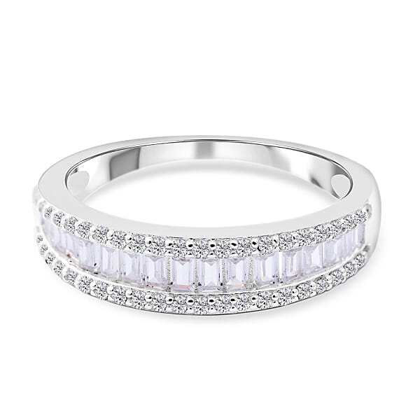 NY Closeout - ELANZA Simulated Diamond Half Eternity Ring in Sterling ...