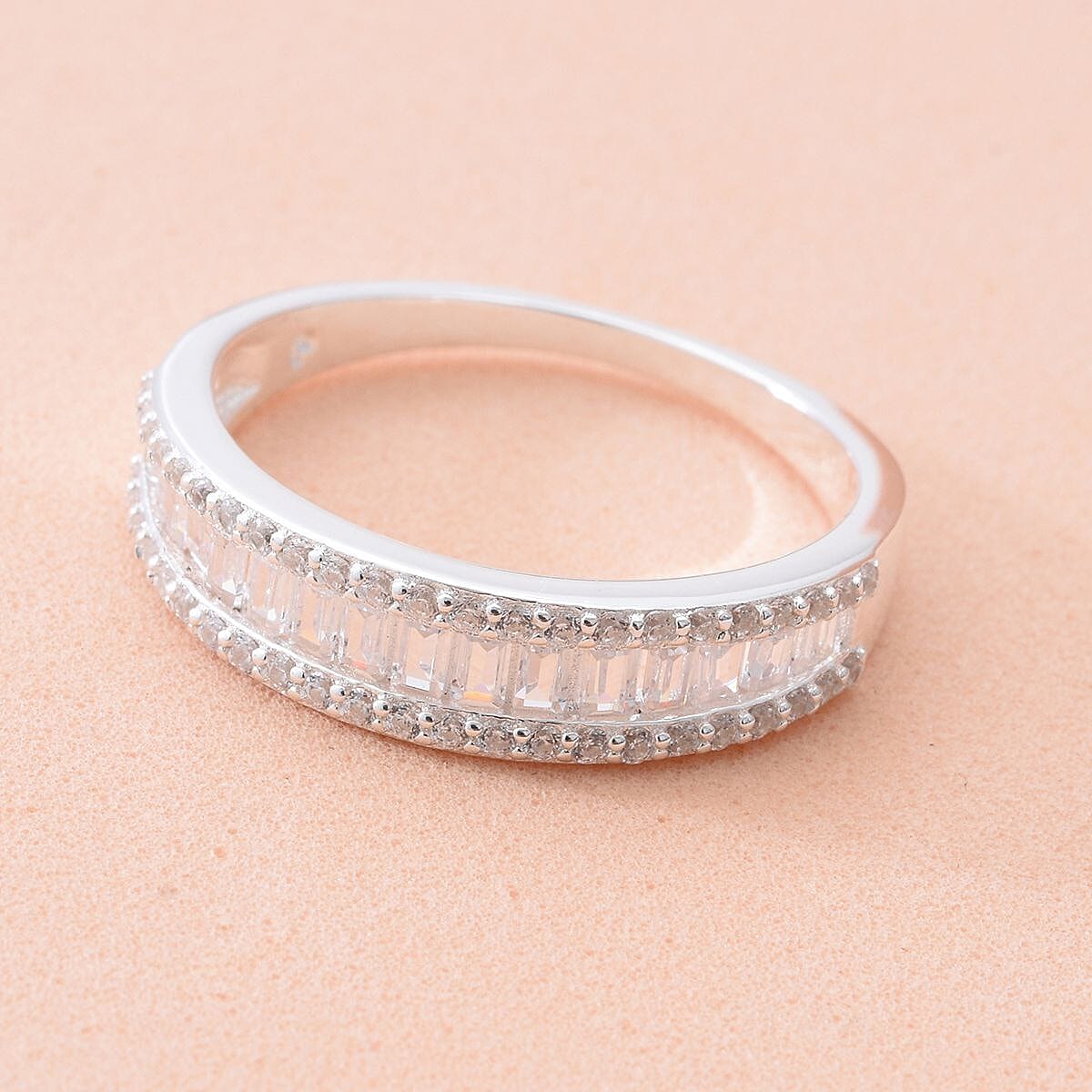 NY Closeout - ELANZA Simulated Diamond Half Eternity Ring in Sterling ...