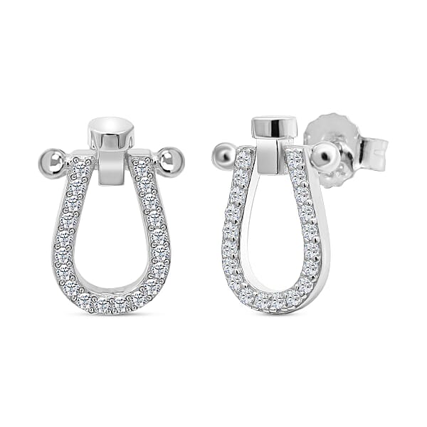 ELANZA Cubic Simulated Diamond Horseshoe Earrings (with Push Back) in ...