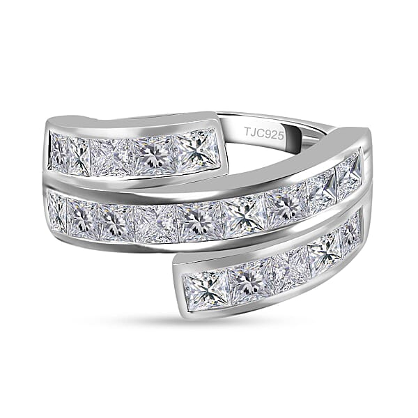 GP Art Deco Collection - Moissanite Ring in Platinum Overlay Sterling ...