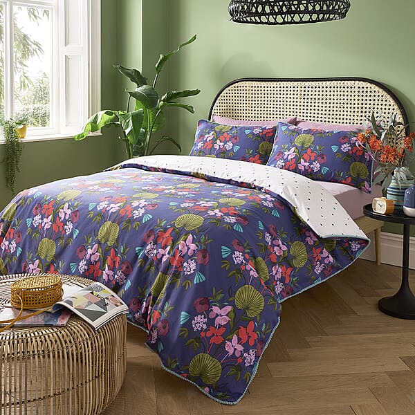 3 Piece Set - Kate Merritt Lotus Leaf Cotton Duvet Cover with 2 Pillow ...