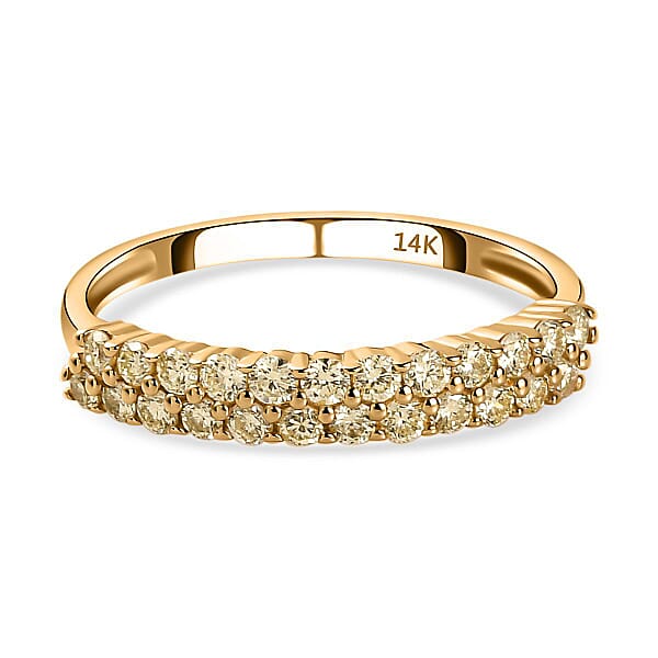 14K Yellow Gold SGL Certified Natural Yellow Diamond I1 I2 Two Row ...