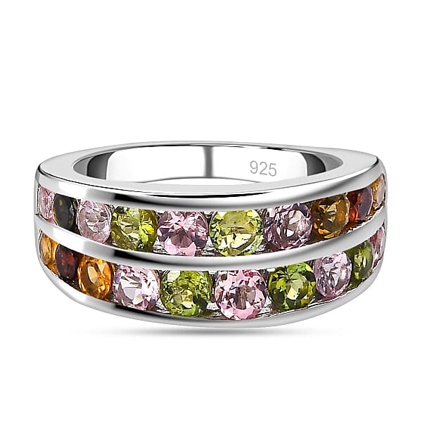 Multi-Tourmaline Half Eternity Ring in Vermeil Yellow Gold Plated ...