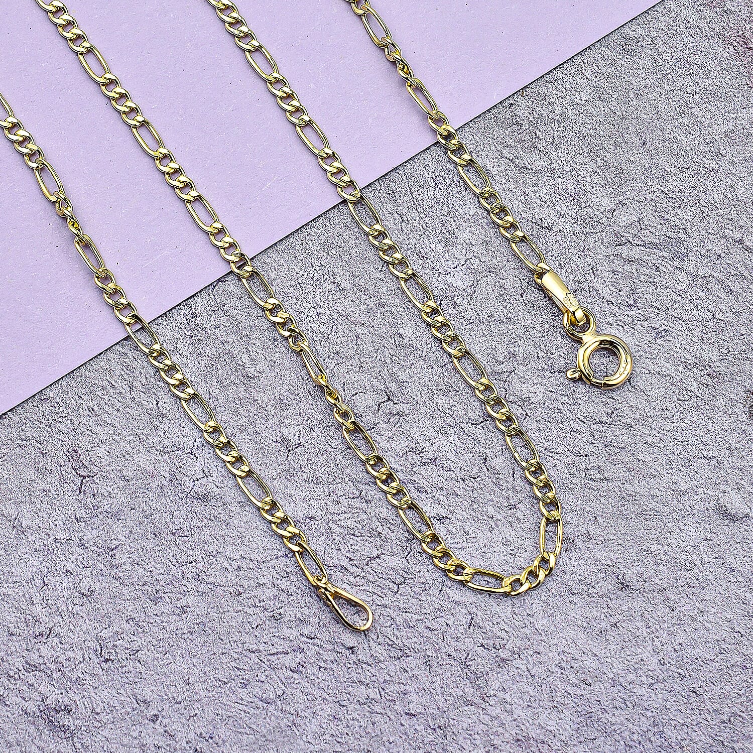 9K Yellow Gold Figaro Chain (Size - 24) with Spring Ring Clasp ...