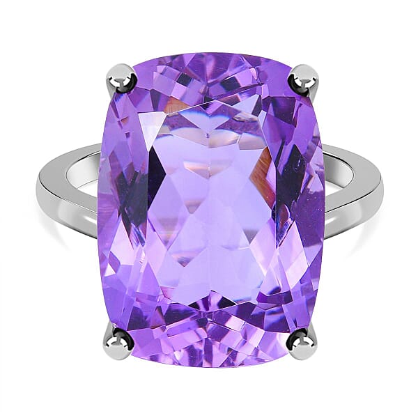 Rose De France Amethyst Ring in Rhodium Overlay Sterling Silver 13.450 ...