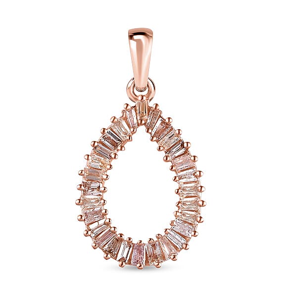 9K Rose Gold SGL Certified Pink Diamond I3 Pear Pendant 0.50 Ct ...