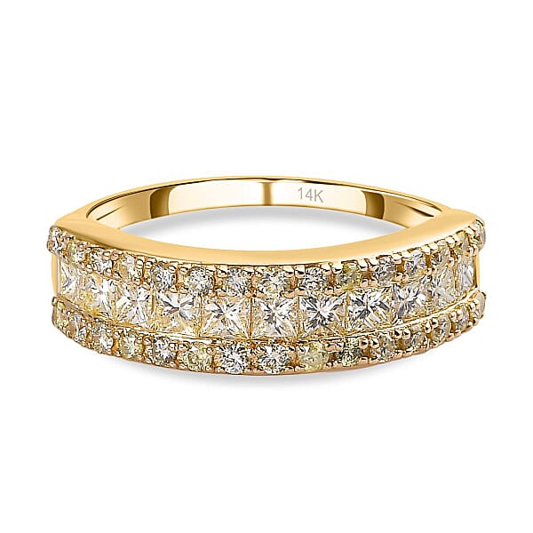 14K Yellow Gold SGL Certified Natural Yellow Diamond (I1-I2) Half ...