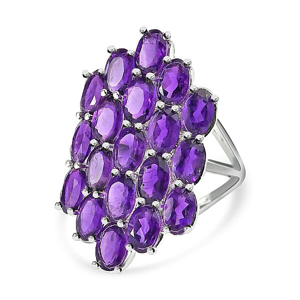 Amethyst Cluster Ring in Sterling Silver 7.64 Ct - 7227938 - TJC