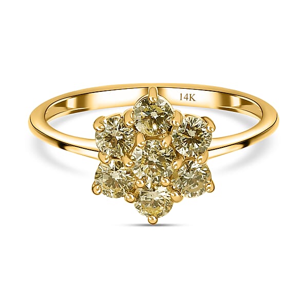 14K Yellow Gold Natural Yellow Diamond Floral Ring 0.75 Ct SGL ...