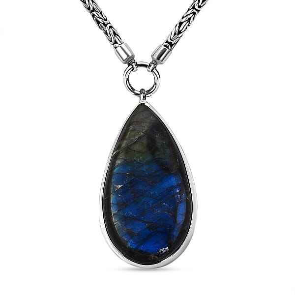 Royal Bali Collection - Labradorite and White Pearl Necklace (Size - 18 ...