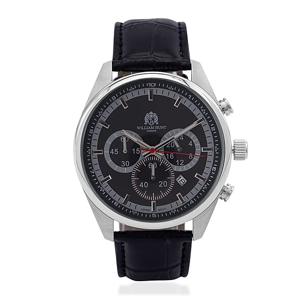 William Hunt Designer Watch with Chronograph Leather Strap Water ...