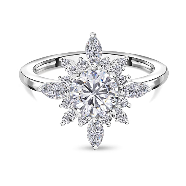 NY Close Out- Cubic Zirconia Snowflake Ring in Sterling Silver ...