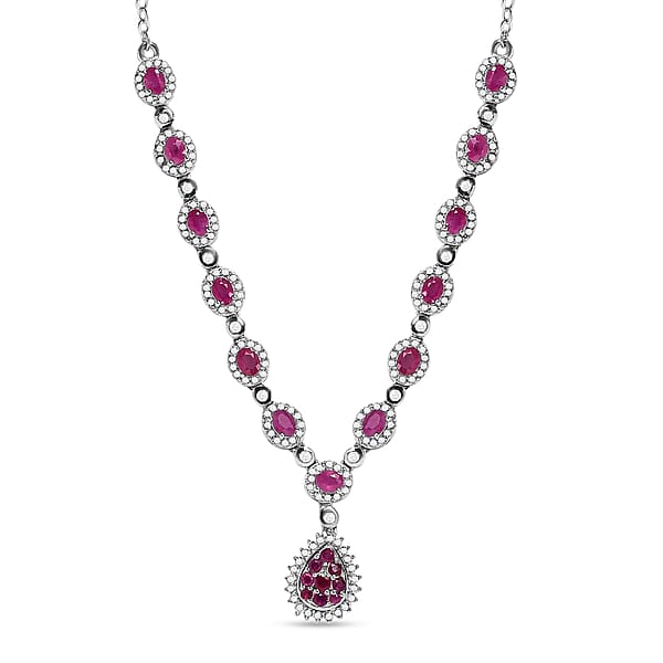 Designer Inspired - Ruby and Natural Cambodian Zircon Cluster Necklace ...