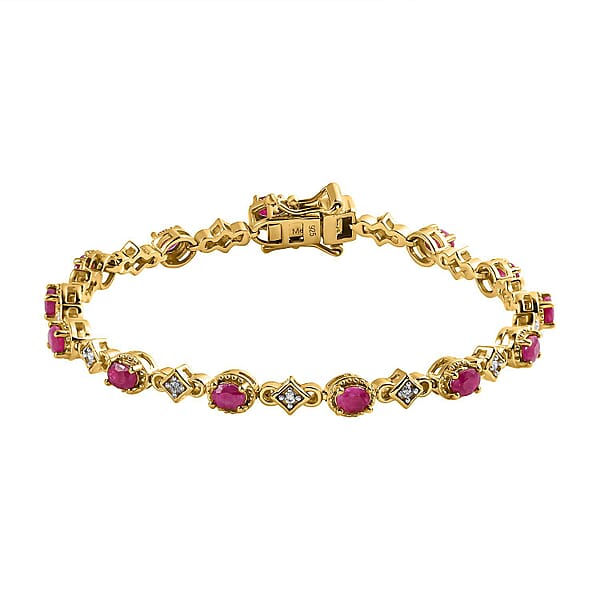 Natural Ruby and Natural Cambodian Zircon Bracelet (Size - 7) in 18K ...