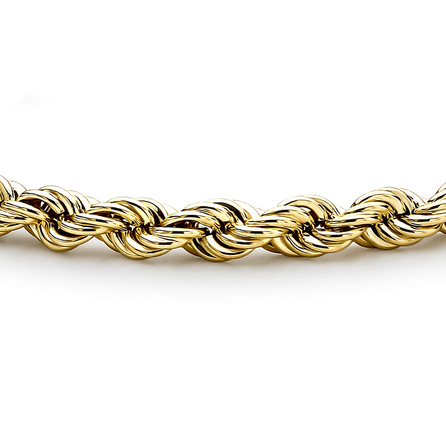 9K Yellow Gold Hollow Rope Chain Bracelet 7 Inch - 7254640 - TJC