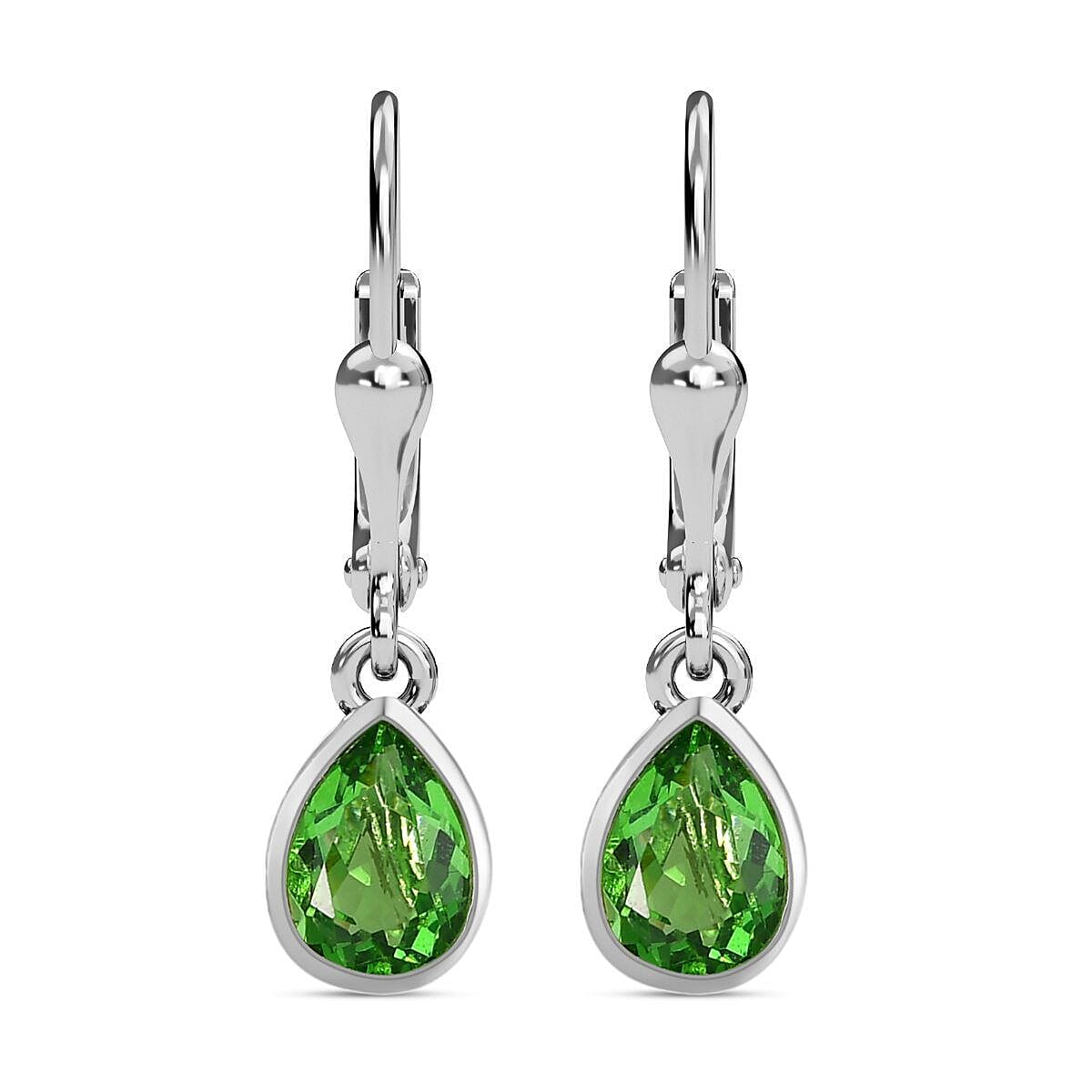 Helenite Dangling Earrings (With Lever Back) in Platinum Overlay ...