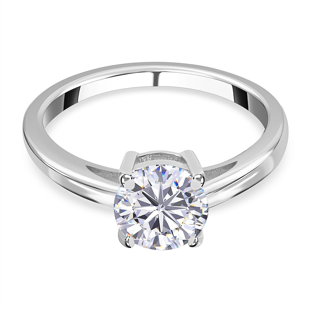 NY Closeout - ELANZA Cubic Zirconia Ring in Rhodium Overlay Sterling ...
