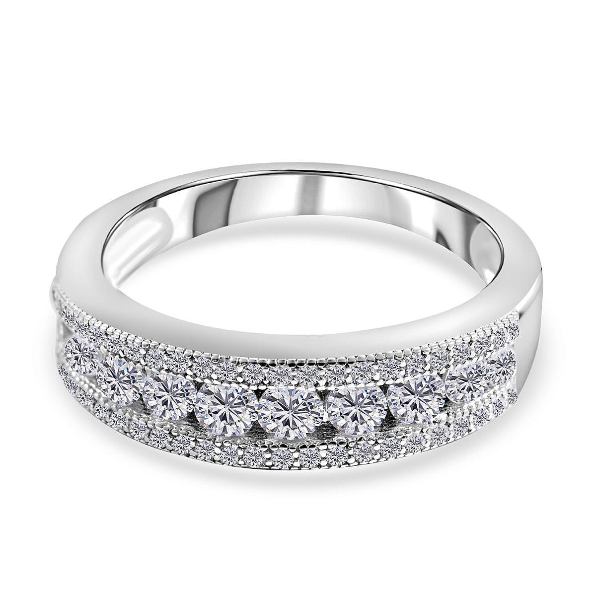 NY Closeout - ELANZA Cubic Zirconia Ring in Rhodium Overlay Sterling ...