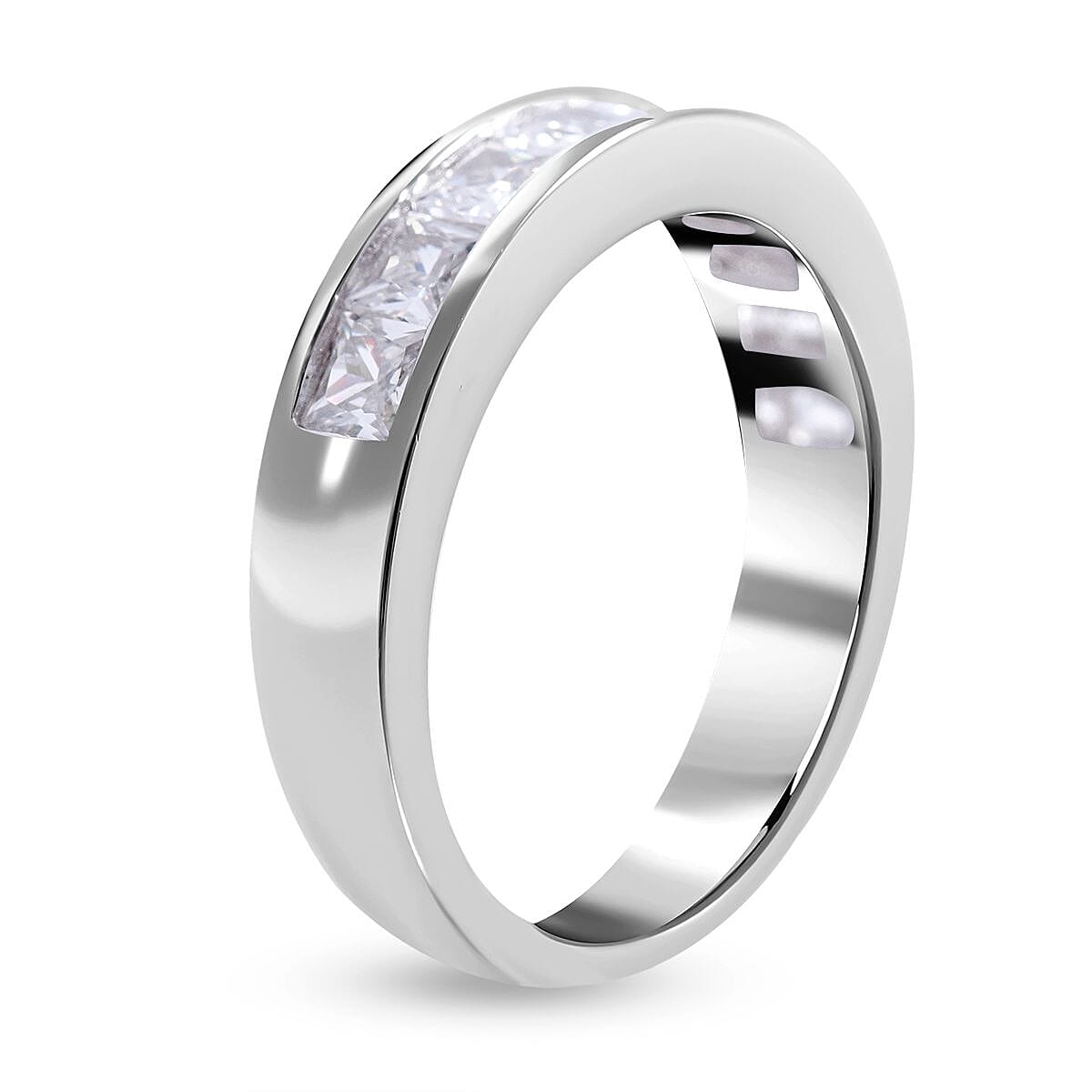 NY Closeout - ELANZA Cubic Zirconia Ring in Rhodium Overlay Sterling ...